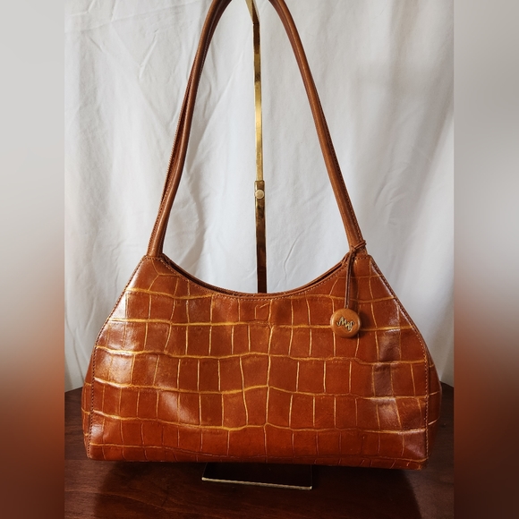 Monsac | Bags | Vintage Leather Croc Embossed Leather Monsac Handbag ...